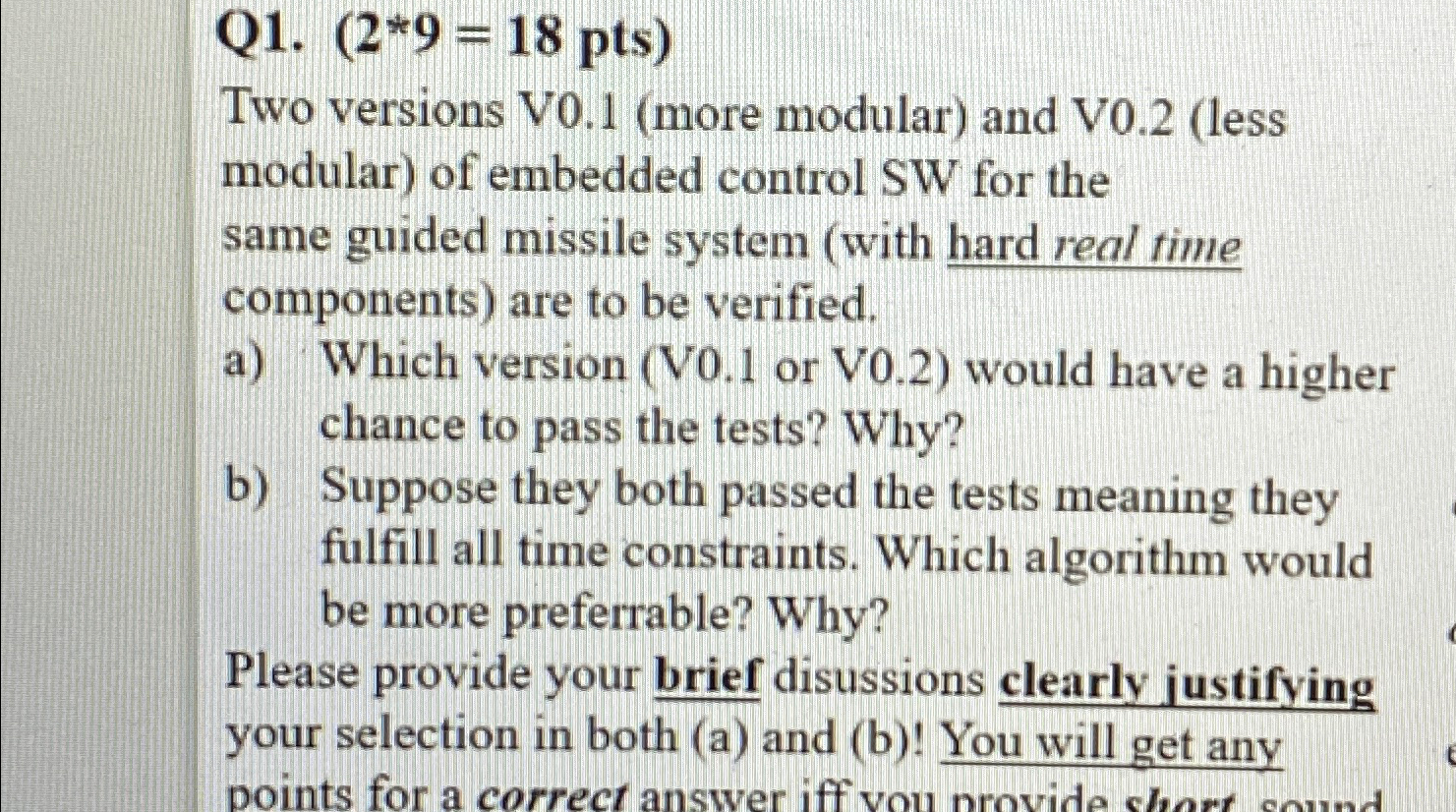 Solved Q1. )=(18ptsTwo versions V0.1 (more modular) ﻿and | Chegg.com