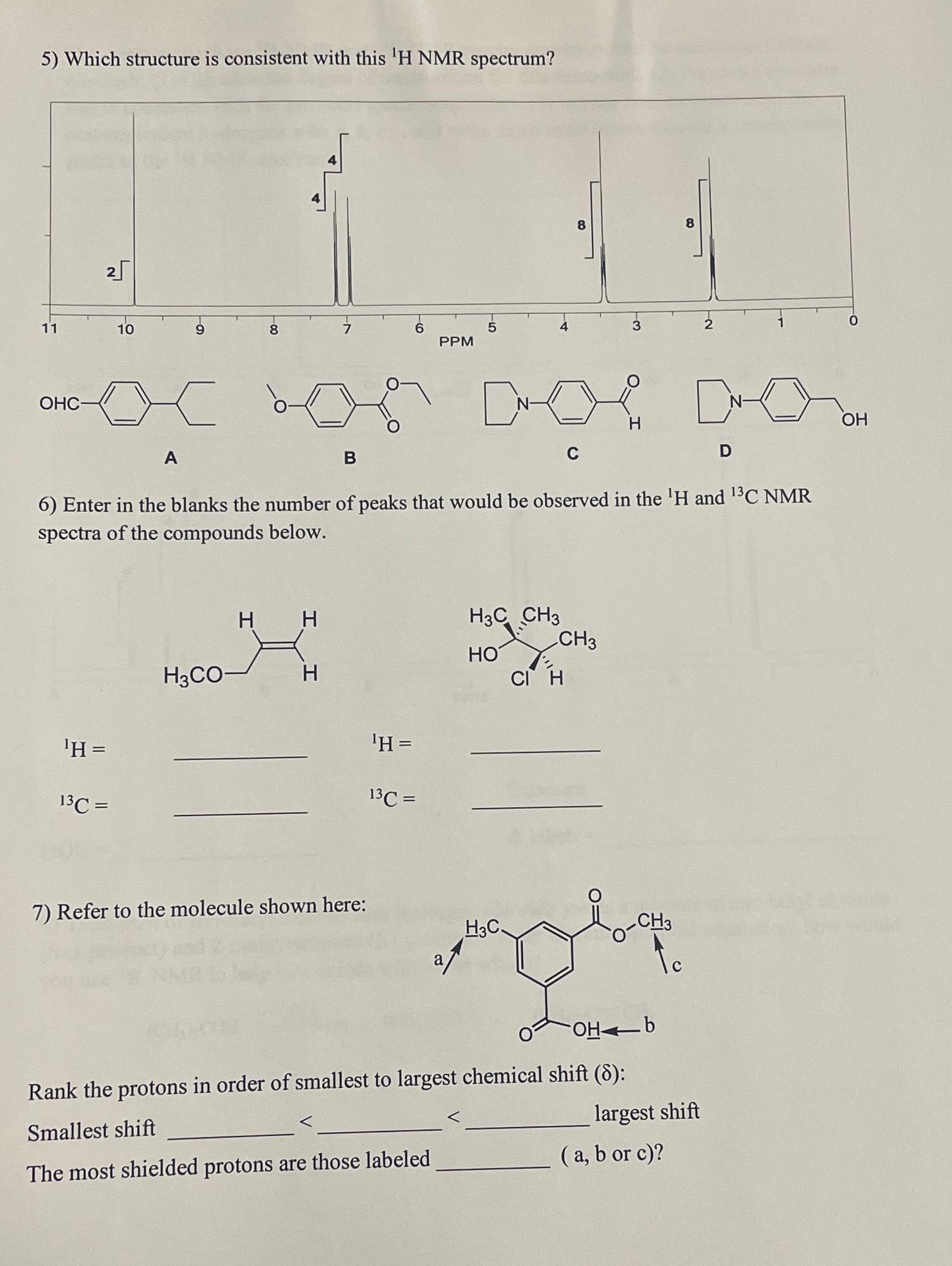 Solved Which structure is consistent with this ?1H ﻿NMR | Chegg.com