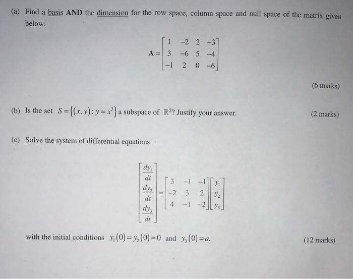 Solved (a) Find a basis AND the dimension for the row space, | Chegg.com