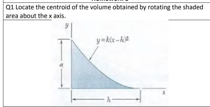 Solved Q1 Locate the centroid of the volume obtained by | Chegg.com