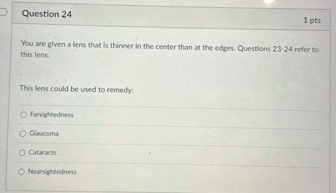 Solved Question 241 ptsYou are given a lens that is thinner | Chegg.com Solved Question 241 ptsYou are given a lens that is thinner | Chegg.com