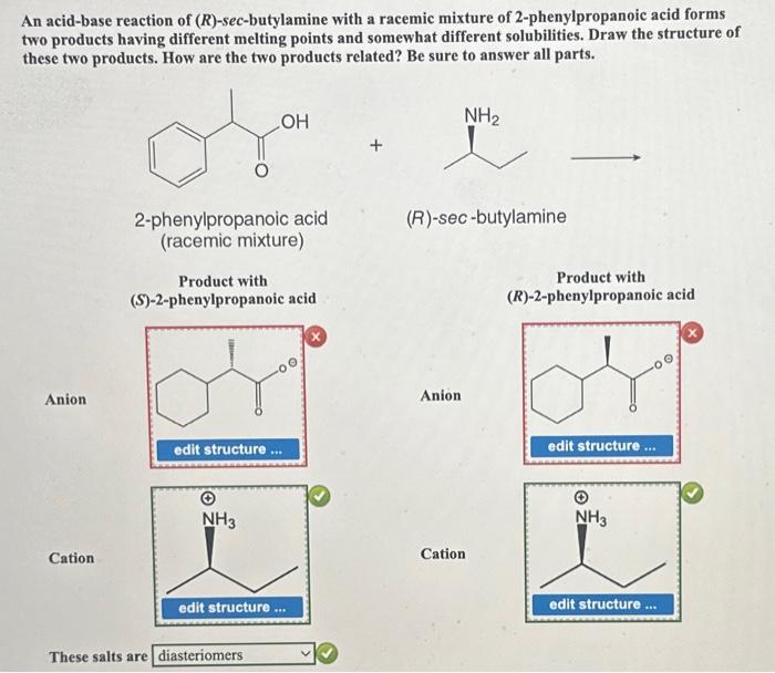 Solved An acid-base reaction of (R)-sec-butylamine with a | Chegg.com
