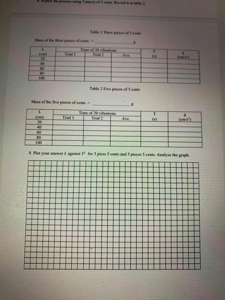 Physics 1 Simple Pendulum Activity Name: General | Chegg.com