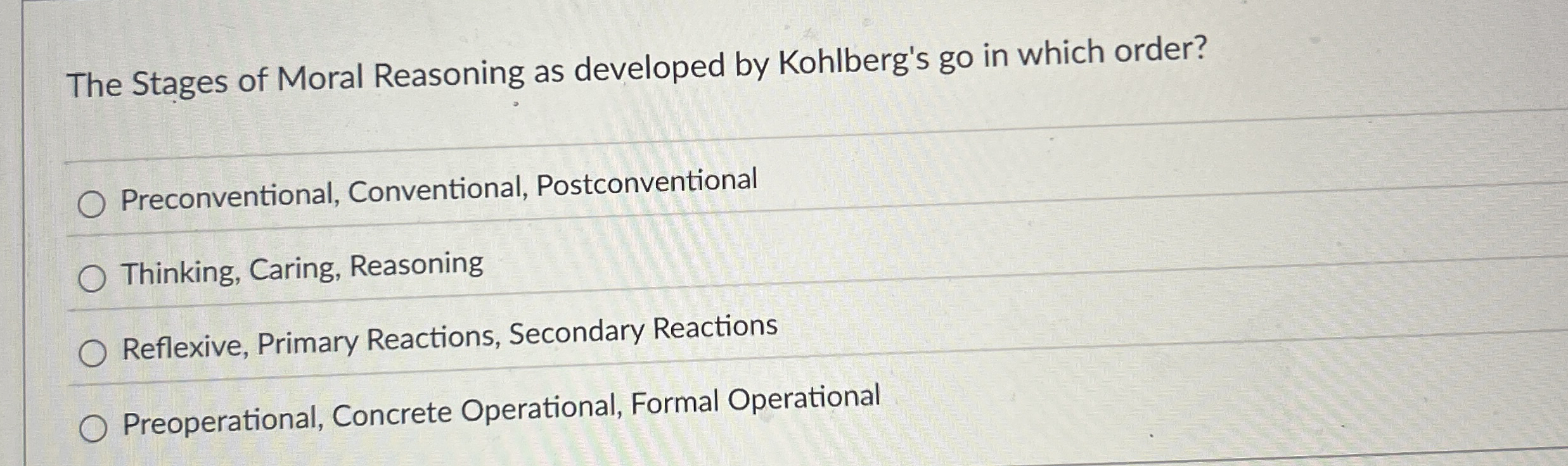 Solved The Stages of Moral Reasoning as developed by | Chegg.com