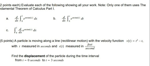 Solved 2 points each) Evaluate each of the following showing | Chegg.com