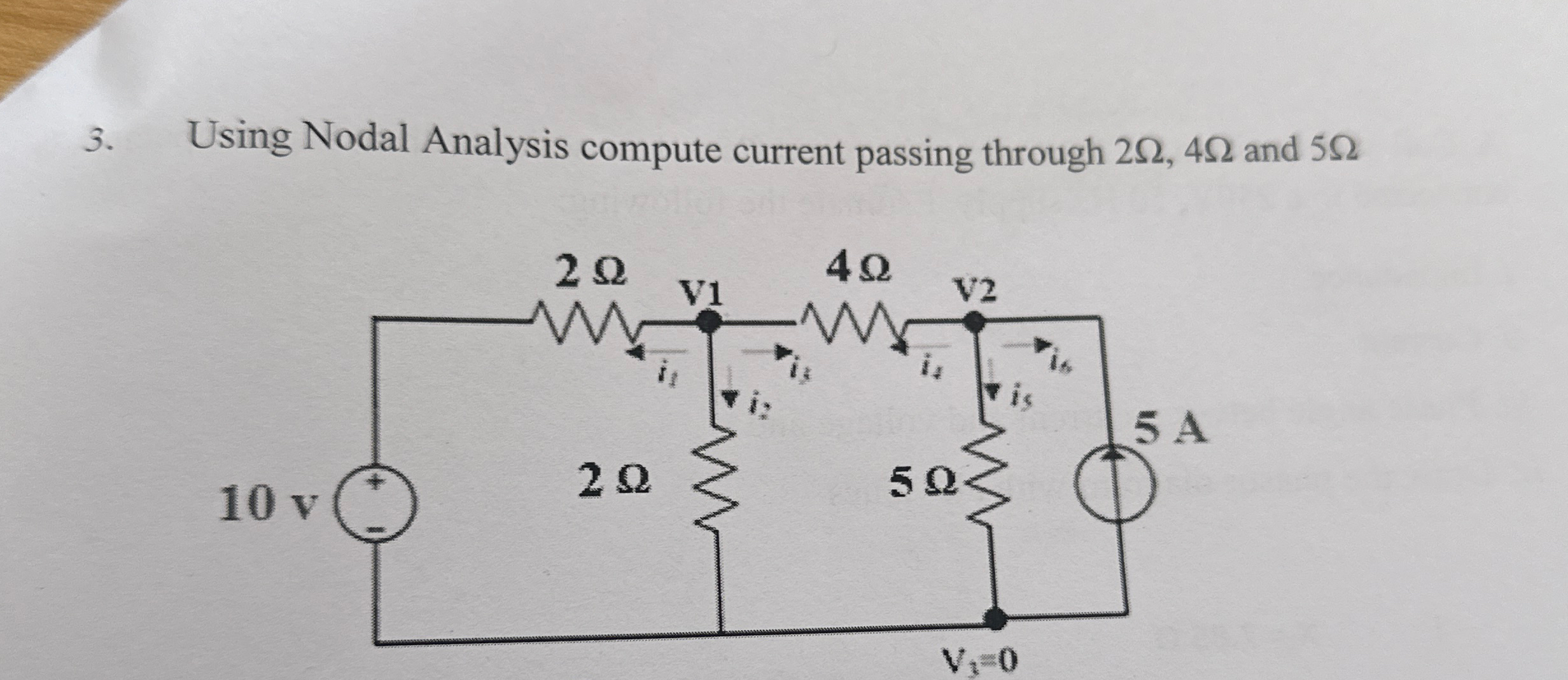 Solved Using Nodal Analysis compute current passing through | Chegg.com