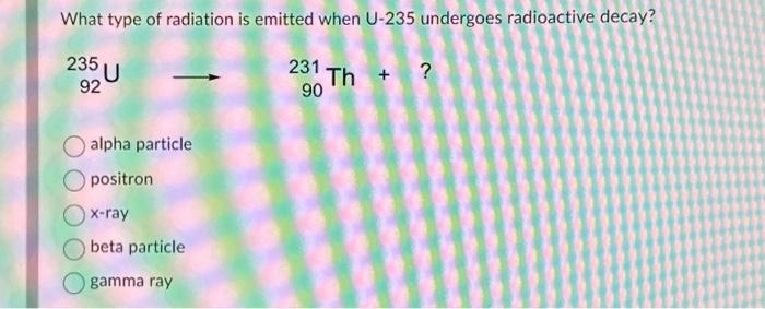 Solved What type of radiation is emitted when U-235 | Chegg.com