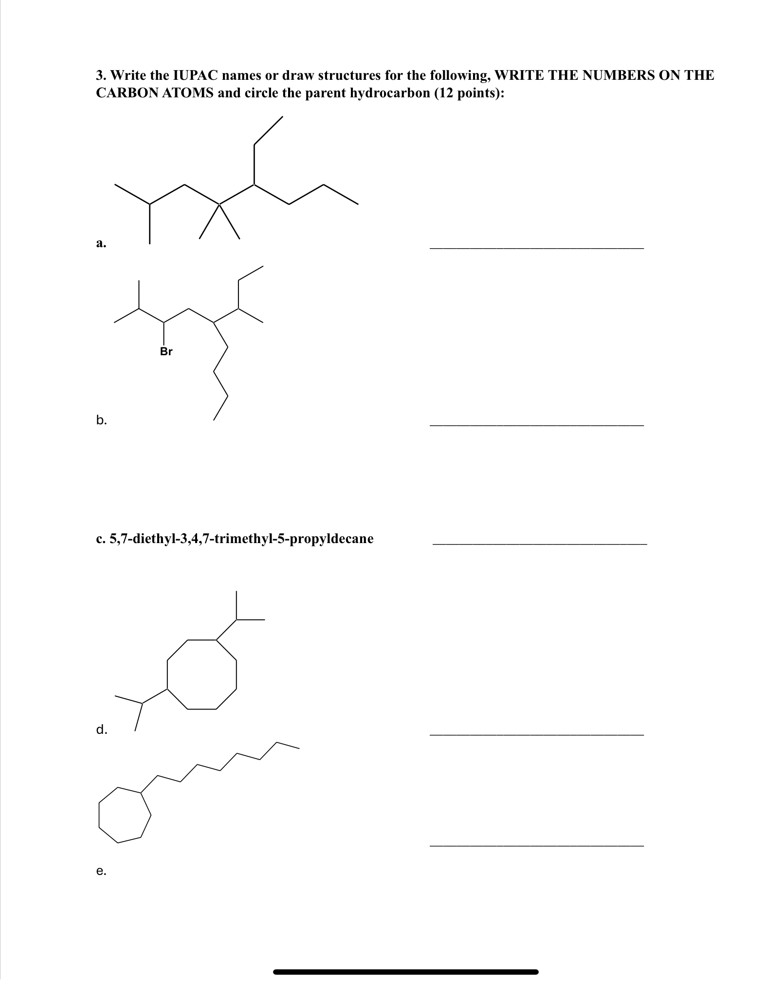 Solved Write the IUPAC names or draw structures for the | Chegg.com