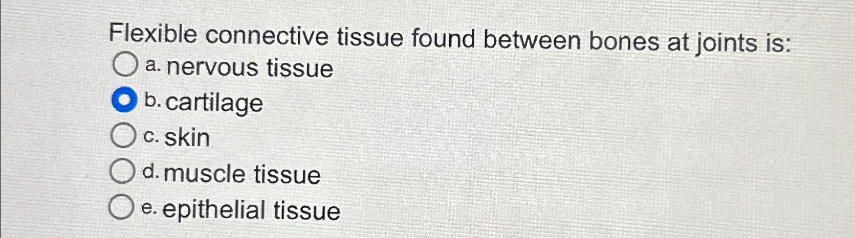 Solved Flexible connective tissue found between bones at | Chegg.com