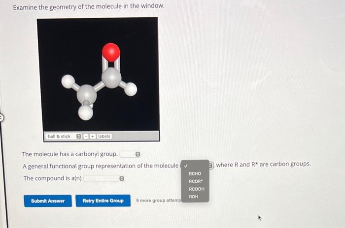 Solved Examine the geometry of the molecule in the window. | Chegg.com