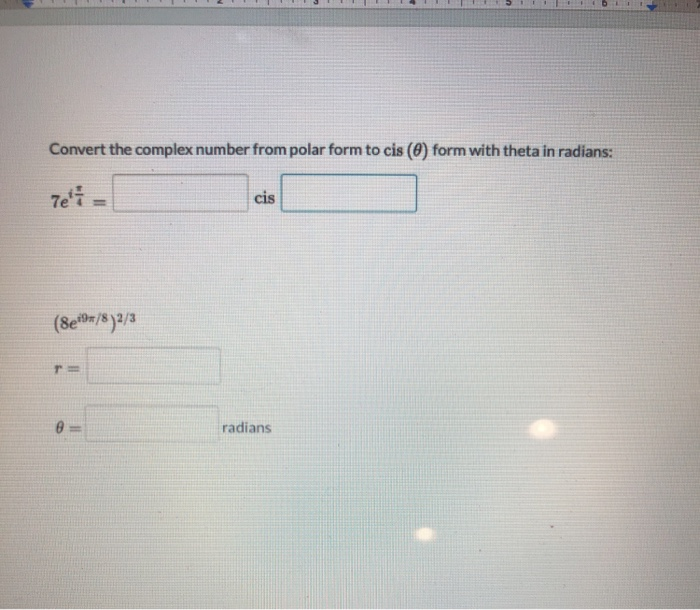 Solved Convert the complex number from polar form to cis (@) | Chegg.com