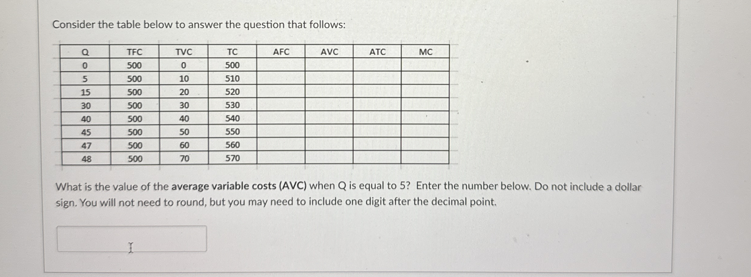 Solved Consider the table below to answer the question that | Chegg.com