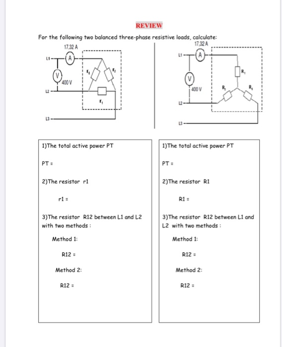 Solved REVIEW For the following two balanced three-phase | Chegg.com