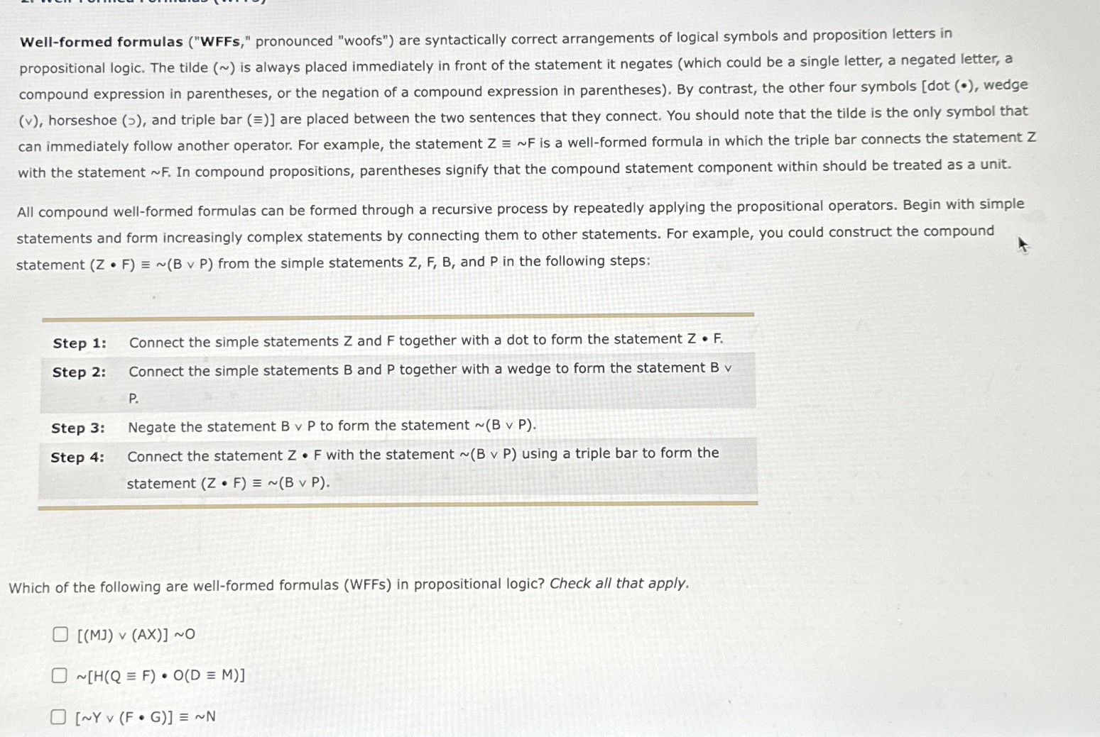 Solved Well-formed formulas ("WFFs," ﻿pronounced "woofs") | Chegg.com