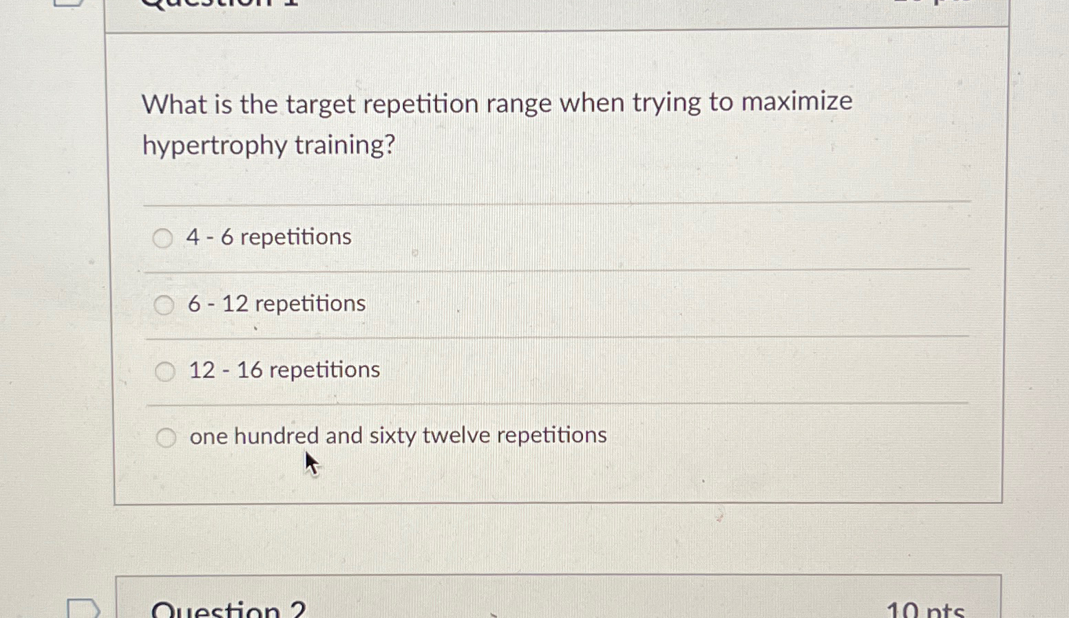 Solved What is the target repetition range when trying to | Chegg.com