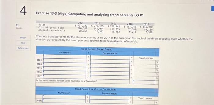 Solved Exercise 13-3 (Algo) Computing and analyzing trend | Chegg.com