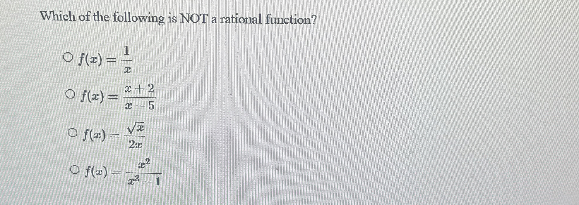 Solved Which of the following is NOT a rational | Chegg.com