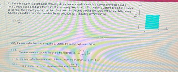 Solved A uniform distrbution is a continuous probability | Chegg.com