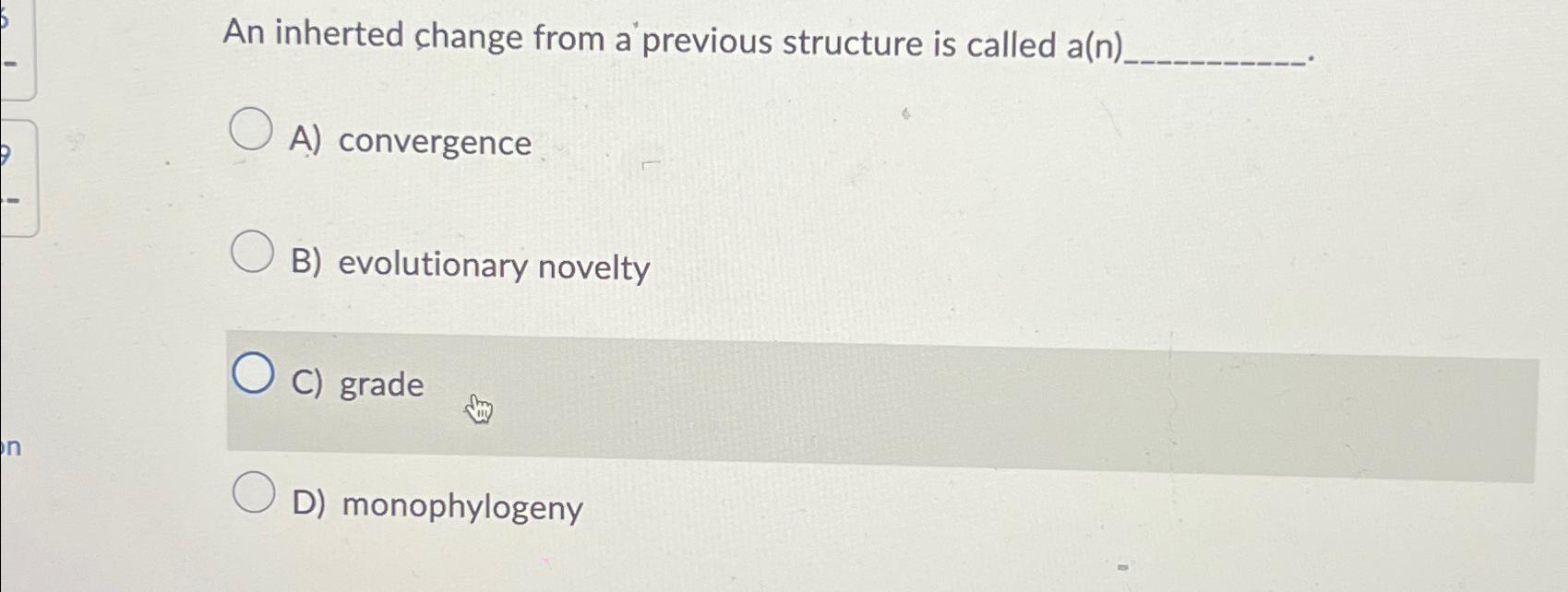 Solved An inherted change from a previous structure is | Chegg.com