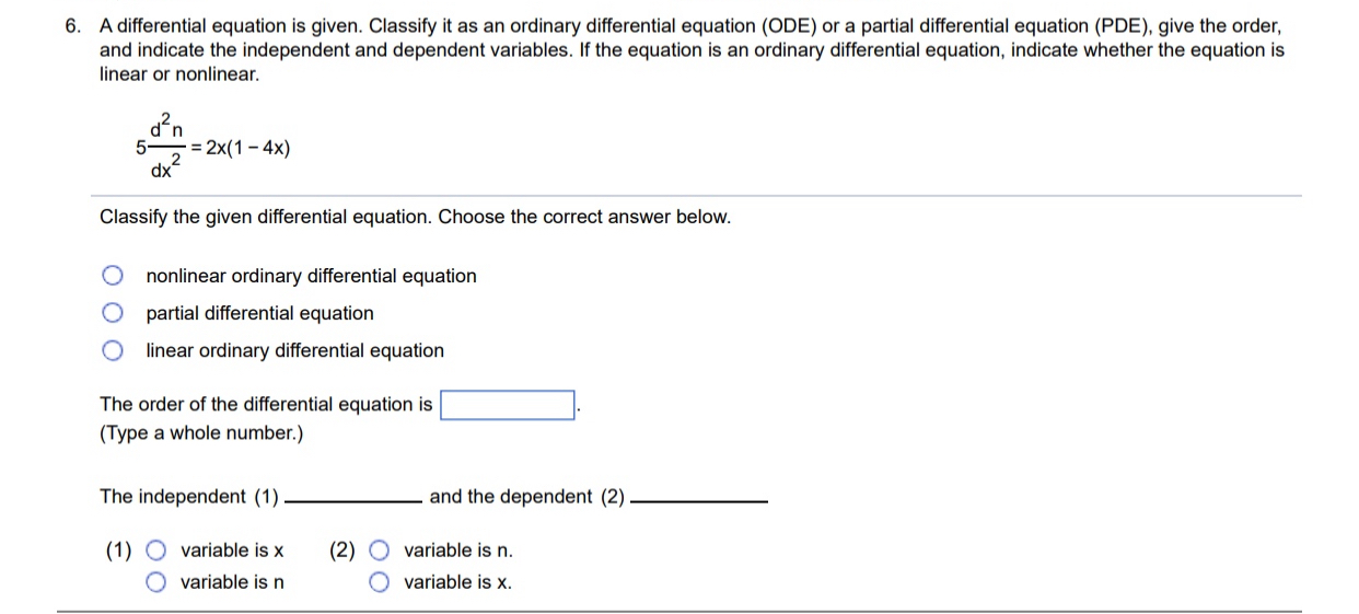 Solved A differential equation is given. Classify it as an | Chegg.com