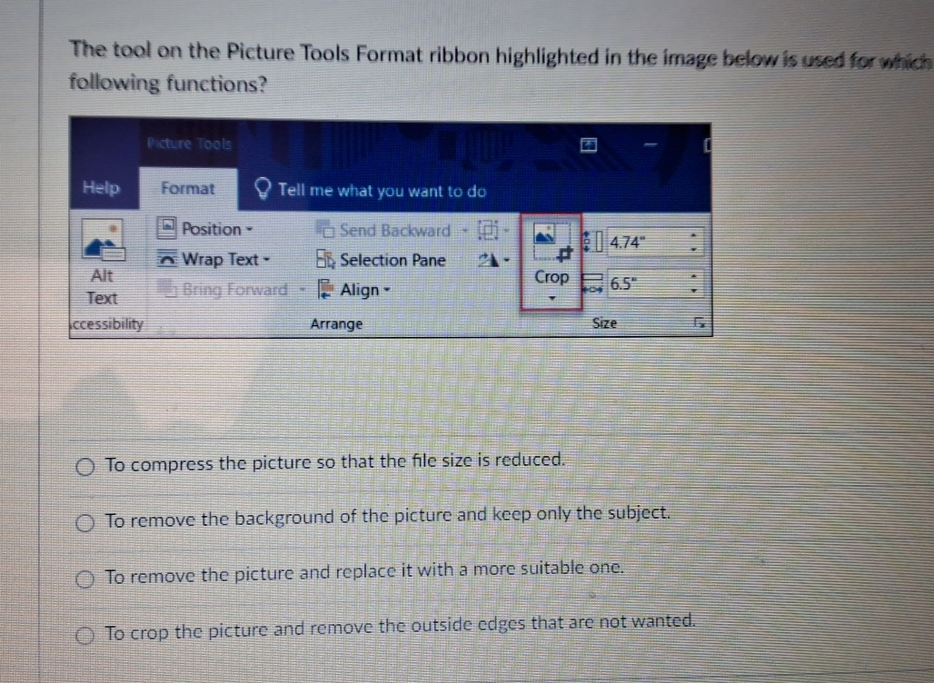 Solved The tool on the Picture Tools Format ribbon | Chegg.com