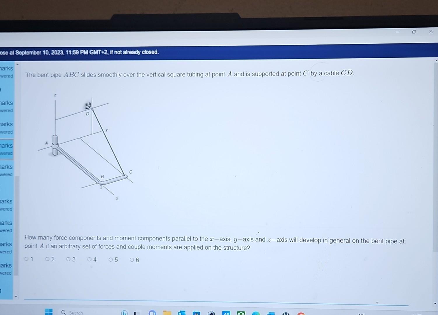 Solved The bent pipe ABC slides smoothly over the vertical | Chegg.com