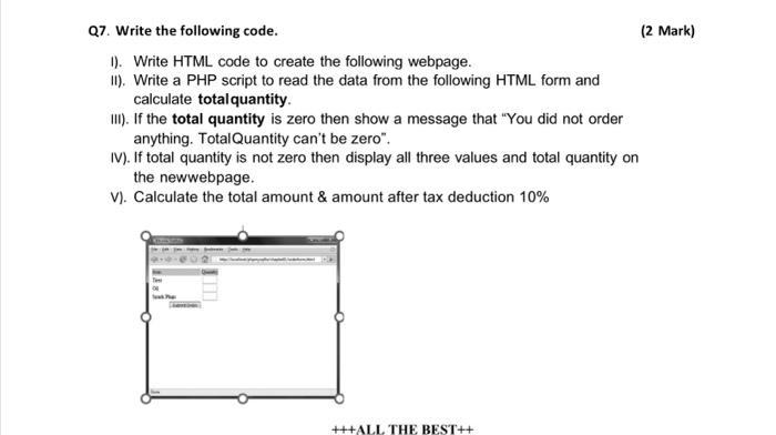 Solved Q7 Write The Following Code 2 1 Write Html Code 