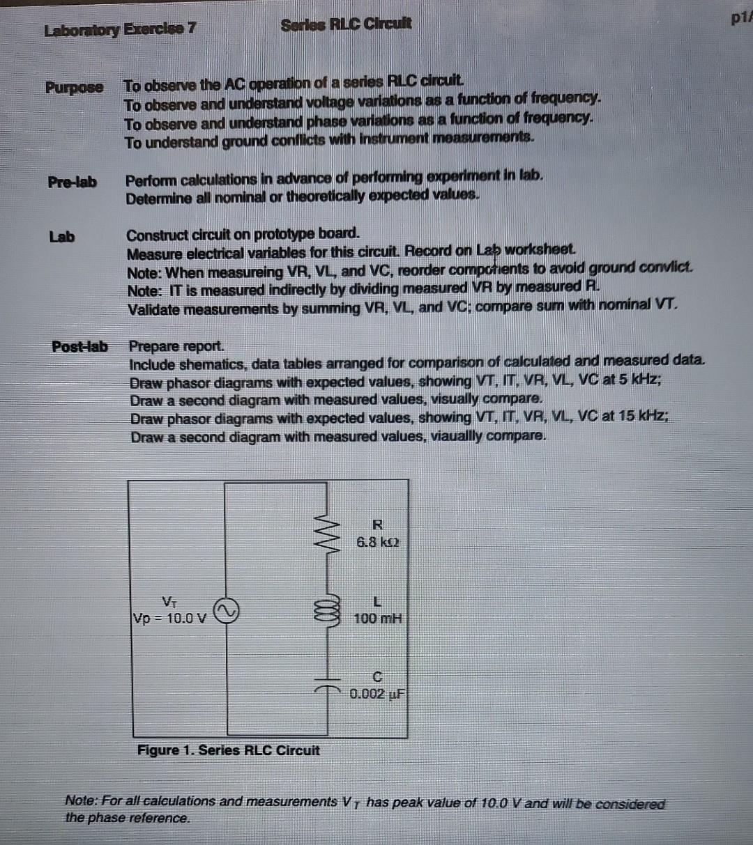 Solved Ruppose To observe the AC operalion of a series PLC | Chegg.com