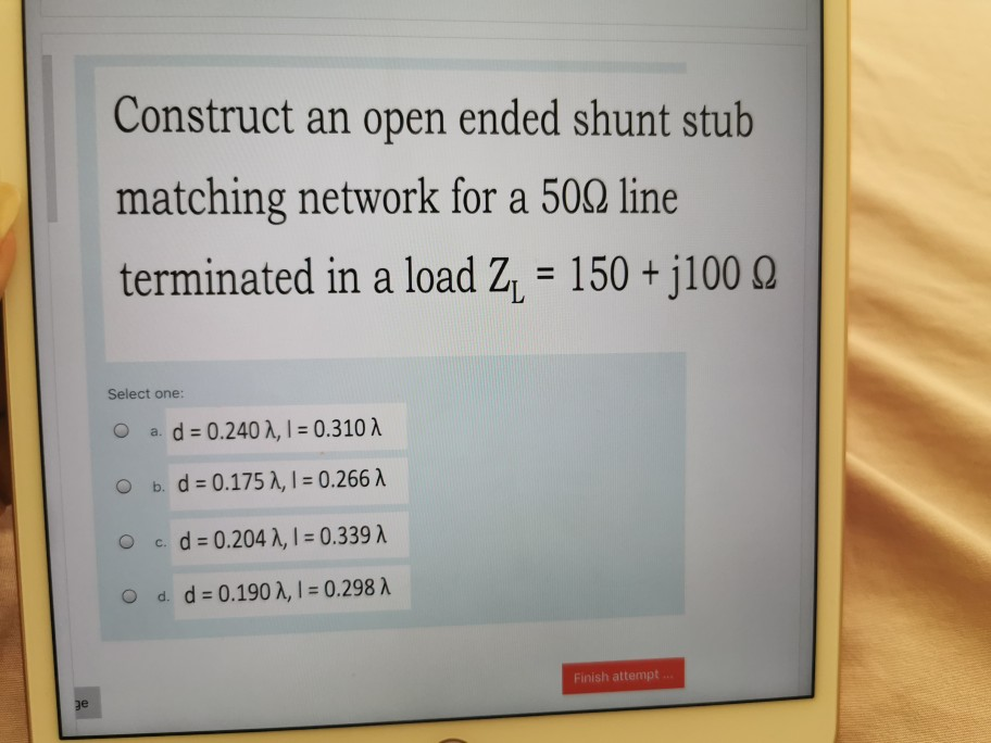 Solved Construct an open ended shunt stub matching network | Chegg.com