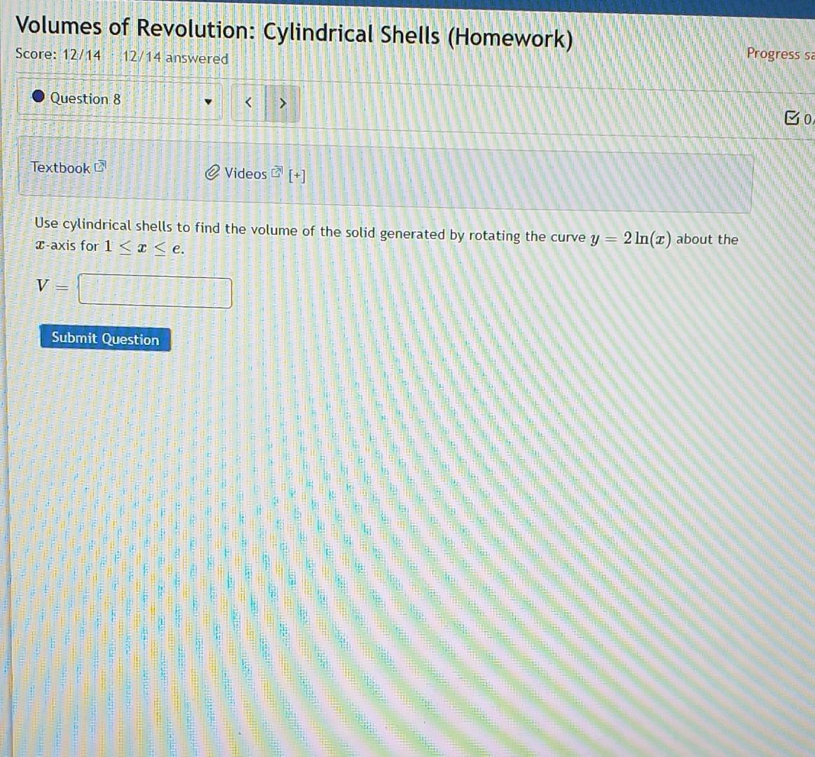 Solved Volumes of Revolution: Cylindrical Shells (Homework) | Chegg.com