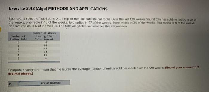 Solved Exercise 3.43 (Algo) METHODS AND APPLICATIONS Sound | Chegg.com