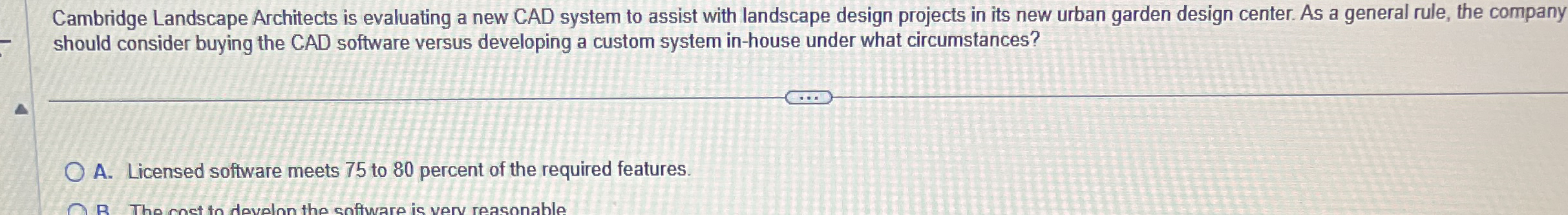 High Quality SOLUTION Cambridge Landscape Architects is evaluating a new | Chegg.com