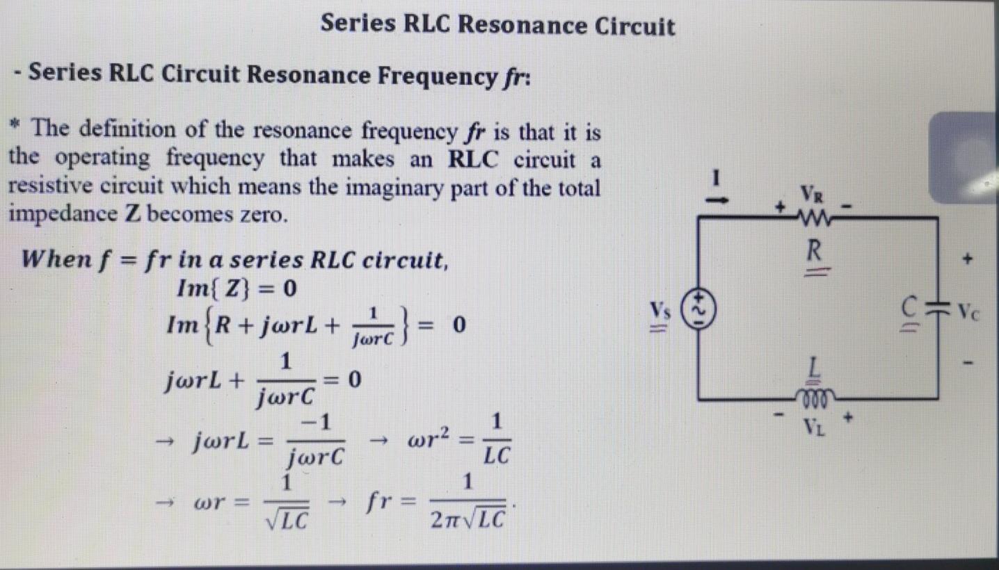 Series RLC Resonance Circuit - Series RLC Circuit | Chegg.com