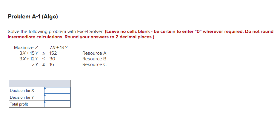 Solved Problem A-1 (Algo)Solve the following problem with | Chegg.com