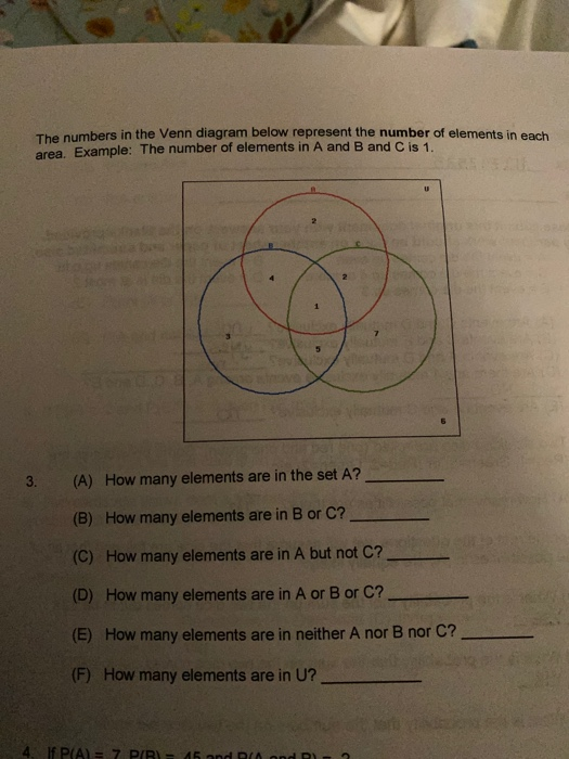 Solved The numbers in the Venn diagram below represent the | Chegg.com