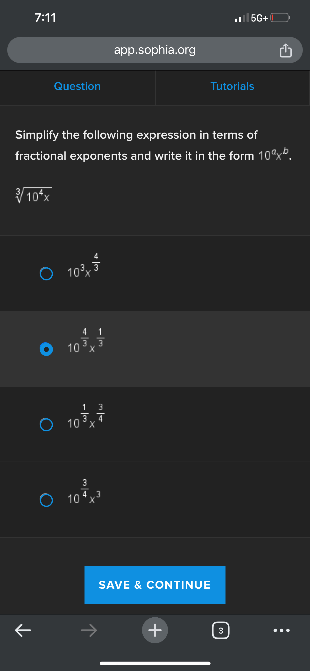 Solved 7:11, 55G+ app.sophia.orgQuestionTutorialsSimplify | Chegg.com