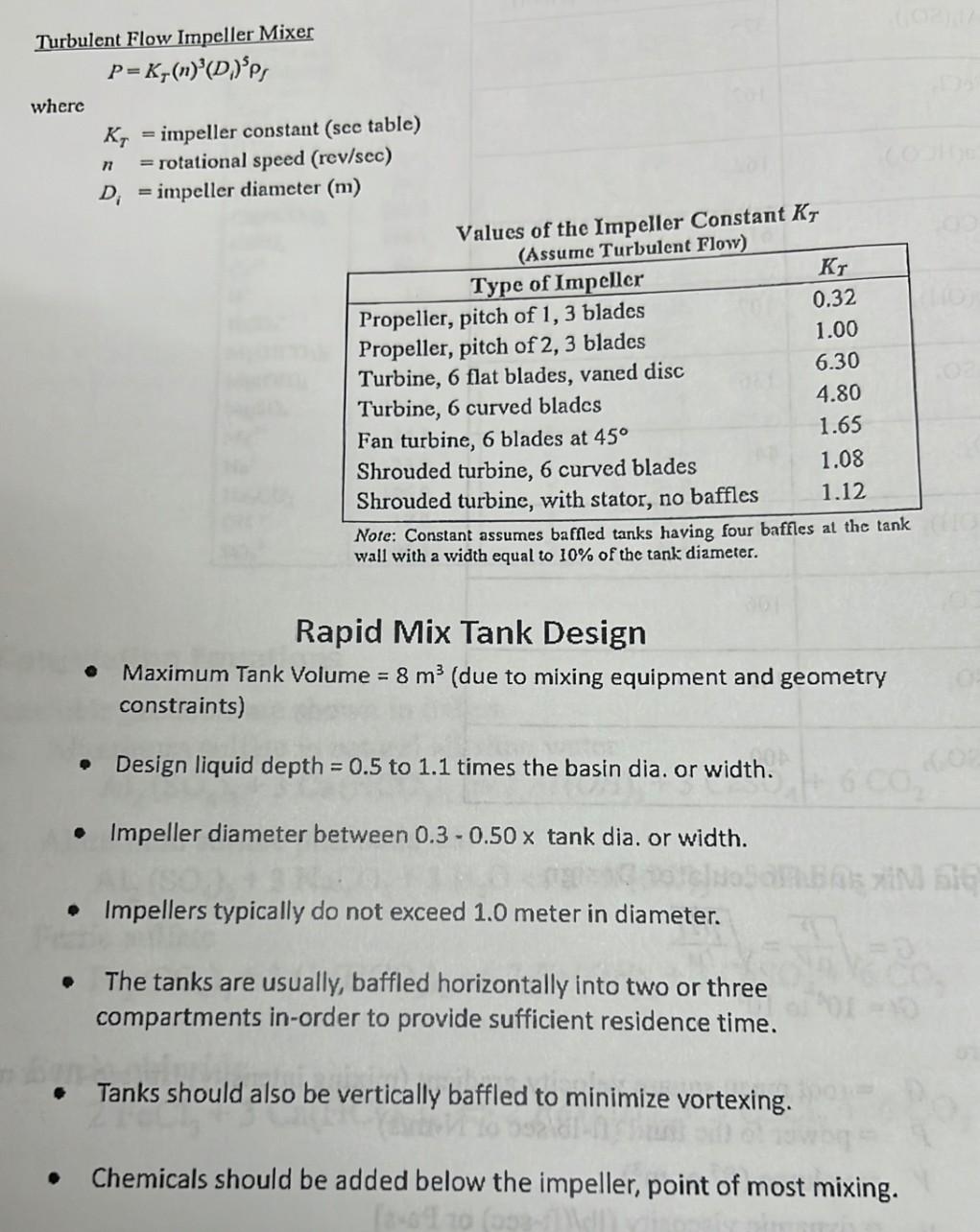Solved 9. You are designing a square rapid mixing basin for | Chegg.com