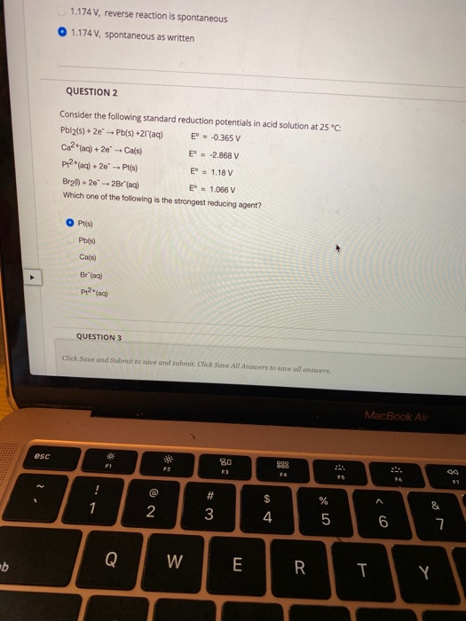 Solved 1.174 V, reverse reaction is spontaneous 1.174 V, | Chegg.com