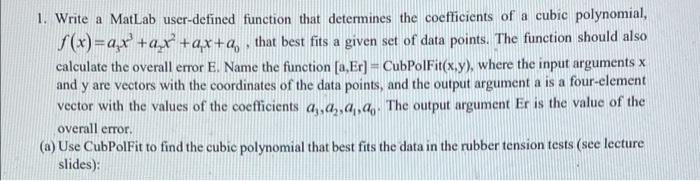 Solved please help me with this. write a user defined matlab | Chegg.com