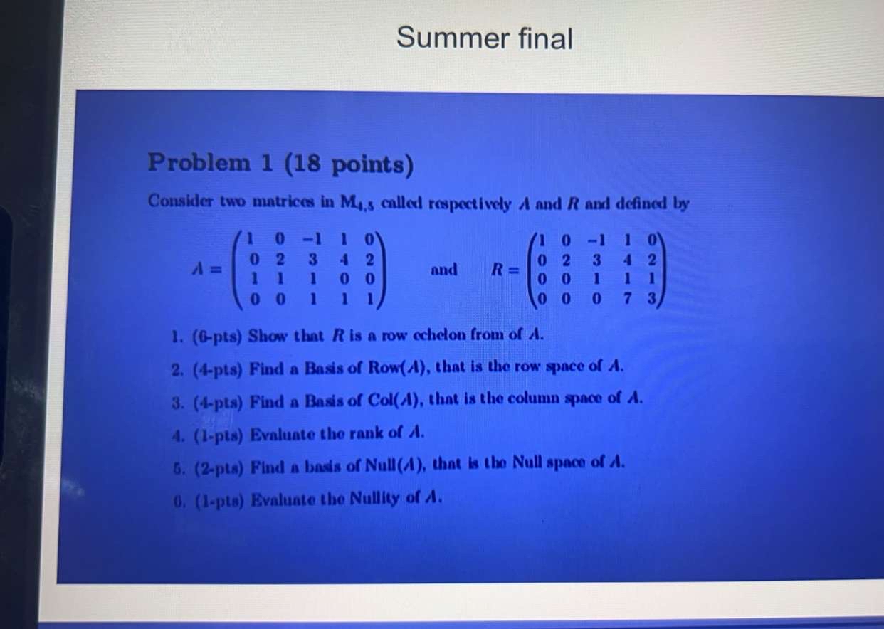 Summer finalProblem 1 (18 points)Consider two | Chegg.com Summer finalProblem 1 (18 points)Consider two | Chegg.com