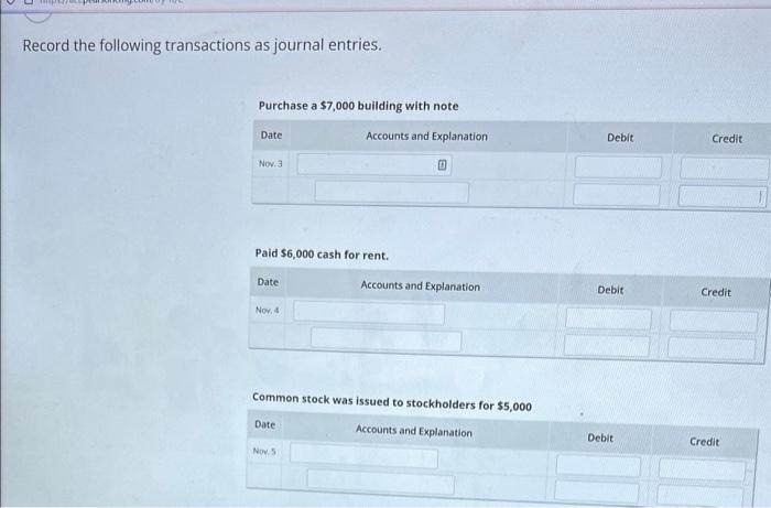 Solved Record the following transactions as journal entries. | Chegg.com