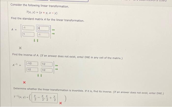 Solved Consider the following linear transformation. | Chegg.com