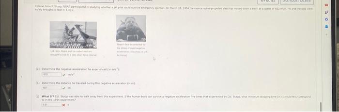 Solved Colonel John P. Stapp, USAF, participated in studying | Chegg.com