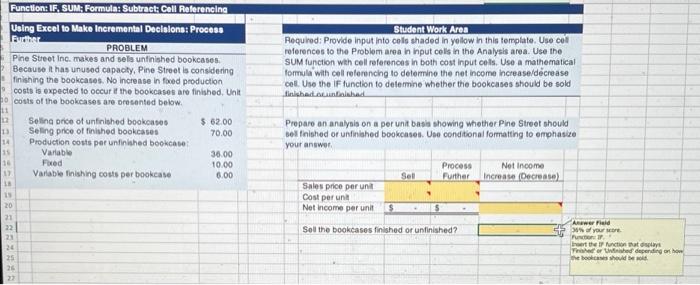 Solved Function: IF SUM. Formula: Subtract: Cell Referencing | Chegg.com