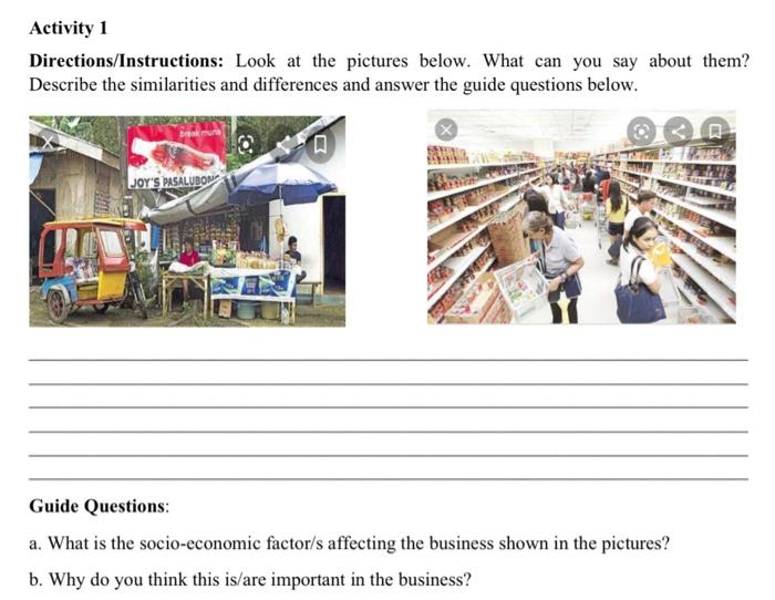Solved Activity 1 Directions/Instructions: Look at the | Chegg.com