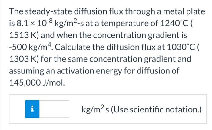 Solved The steady-state diffusion flux through a metal plate | Chegg.com