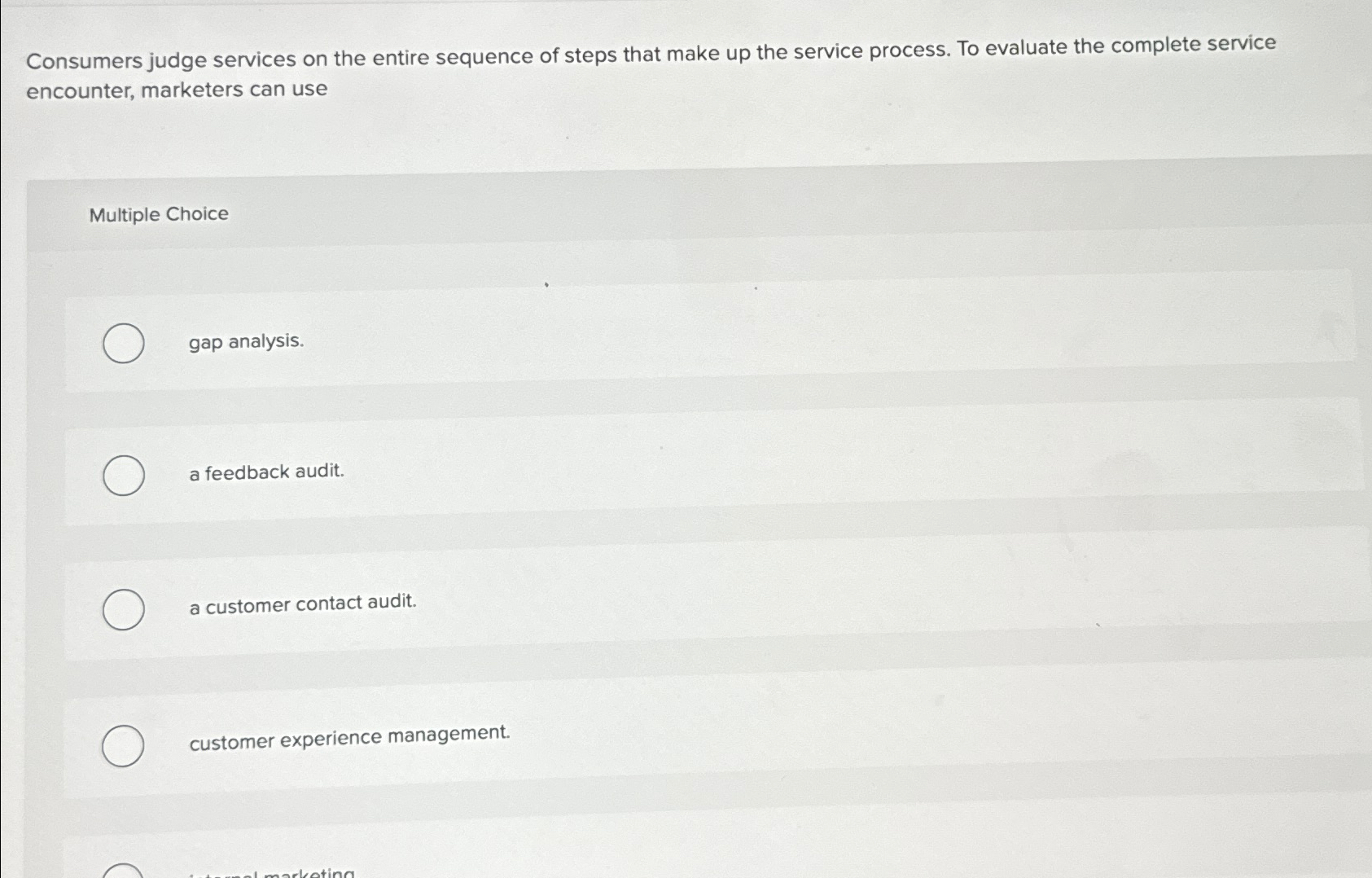 Solved Consumers judge services on the entire sequence of | Chegg.com