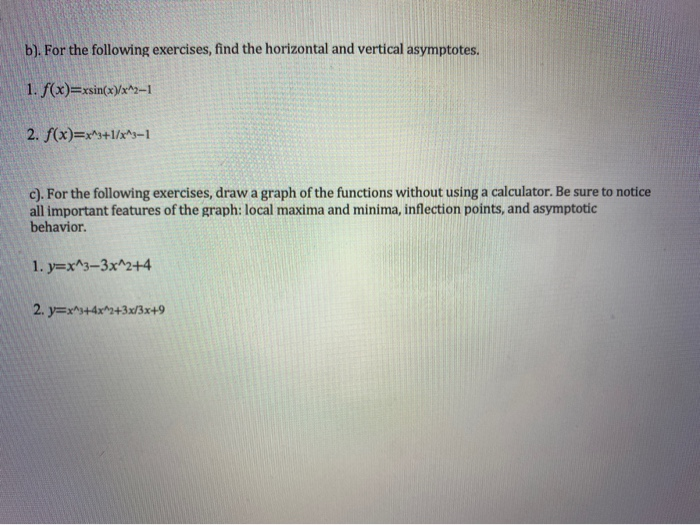 Solved 1. a). For the following exercises, evaluate the | Chegg.com