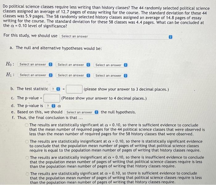 Solved Do political science classes require less writing | Chegg.com