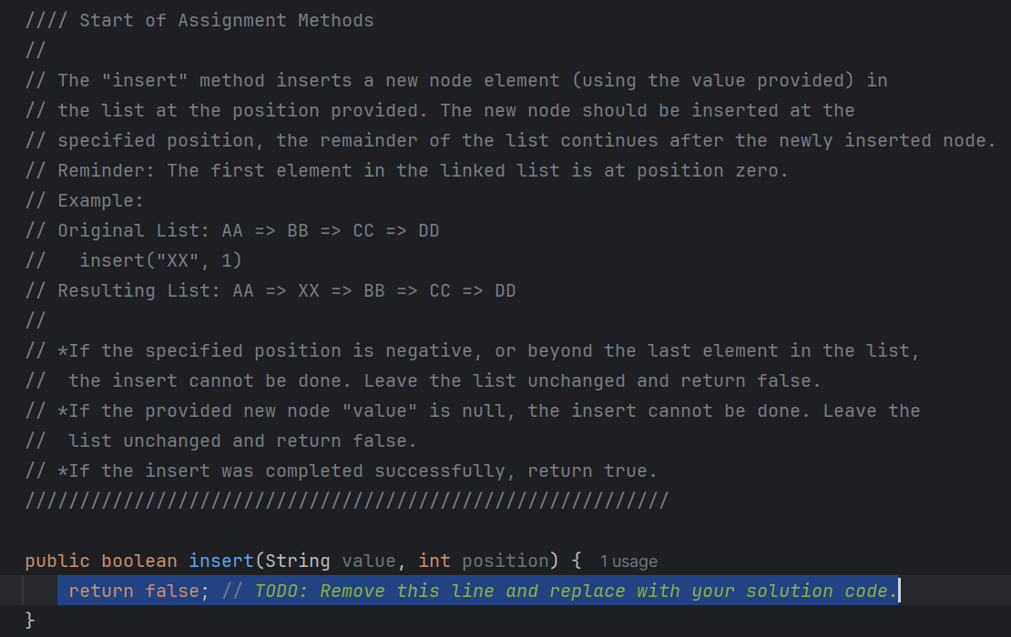 Solved //// ﻿The "insert" method inserts a new node element | Chegg.com